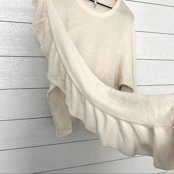 Leith | Sweaters | Leith Nordstrom Ivory Ruffle Sleeve Sweater | Poshmark